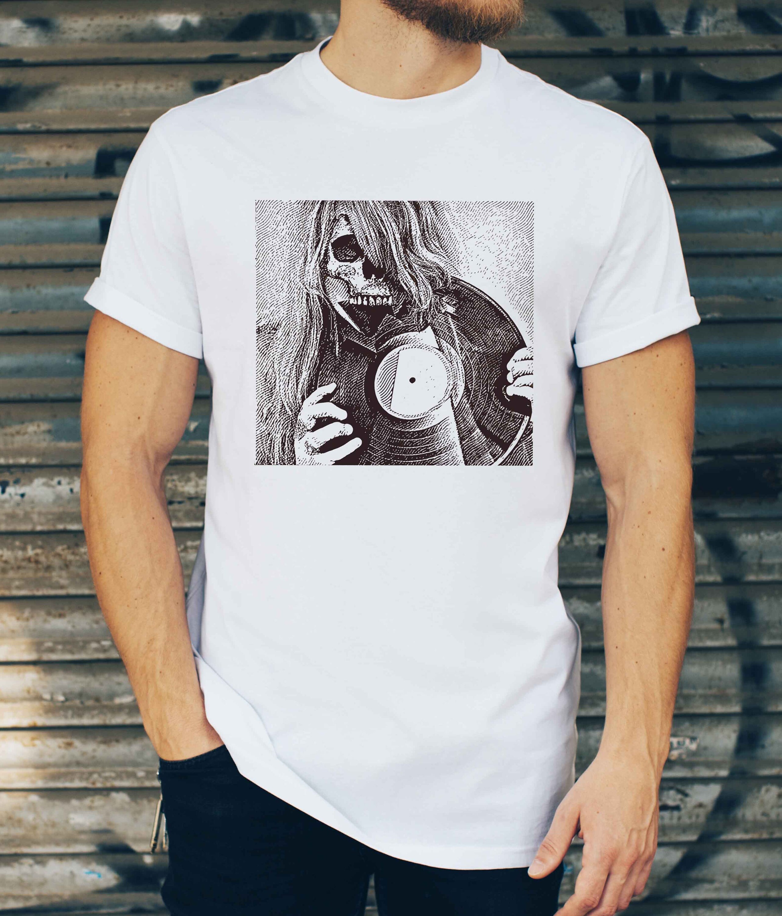 Vinyl Grunge Men Tshirt Hardcore Skull Punk Gothic Steampunk Style S ...