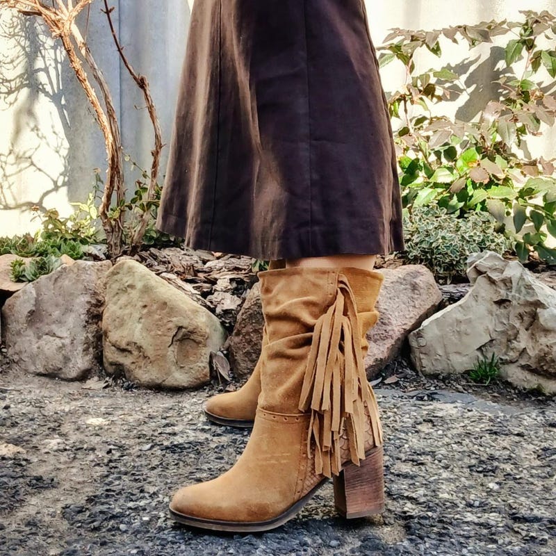 Suede Fringe Boots - Etsy