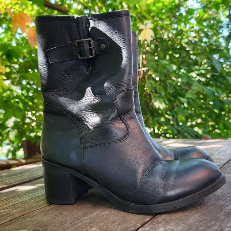 90's Mid Heel Boots - Etsy