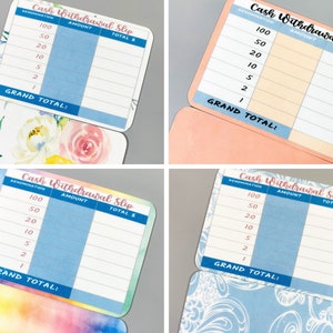 Cash Withdrawal Slip / Bank Teller Slip / Reusable Cash Breakdown Card ...