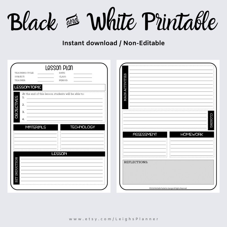 Lesson Plan Template for Teachers Editable / INSTANT Digital - Etsy