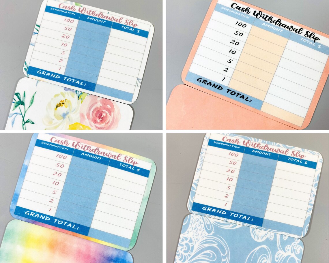 Cash Withdrawal Slip / Bank Teller Slip / Reusable Cash - Etsy