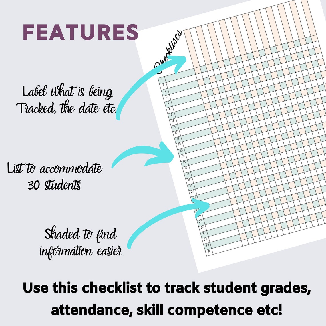 Print and Use Checklist, Teacher Grade Log Sheet, Class Gradebook ...