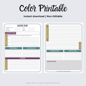 Lesson Plan Template for Teachers - Editable / INSTANT Digital Download ...