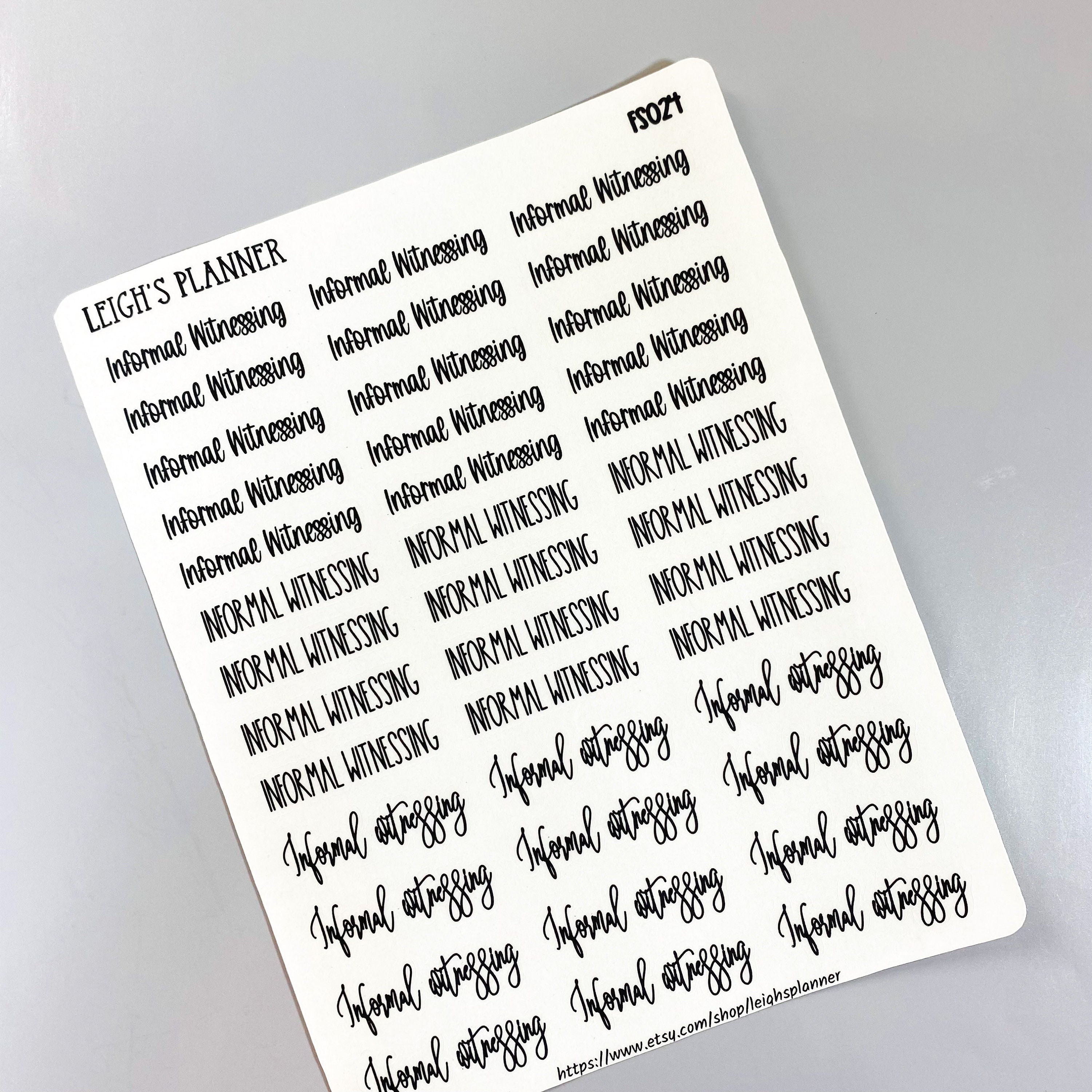 Informal Witnessing Script Stickers for Functional Faith - Etsy