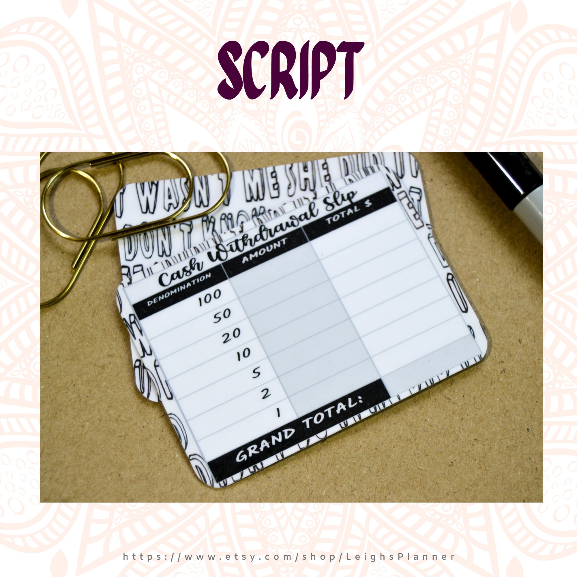 Black and White Cash Withdrawal Card, Bank Teller Slip, Cash Breakdown ...