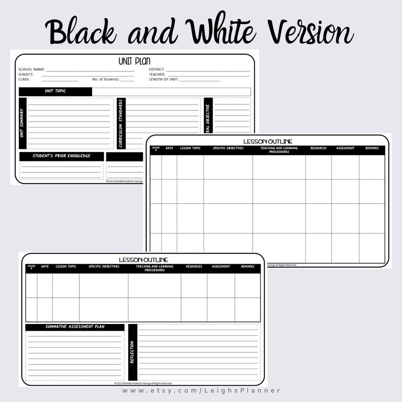 Detailed Unit Plan Template - Etsy