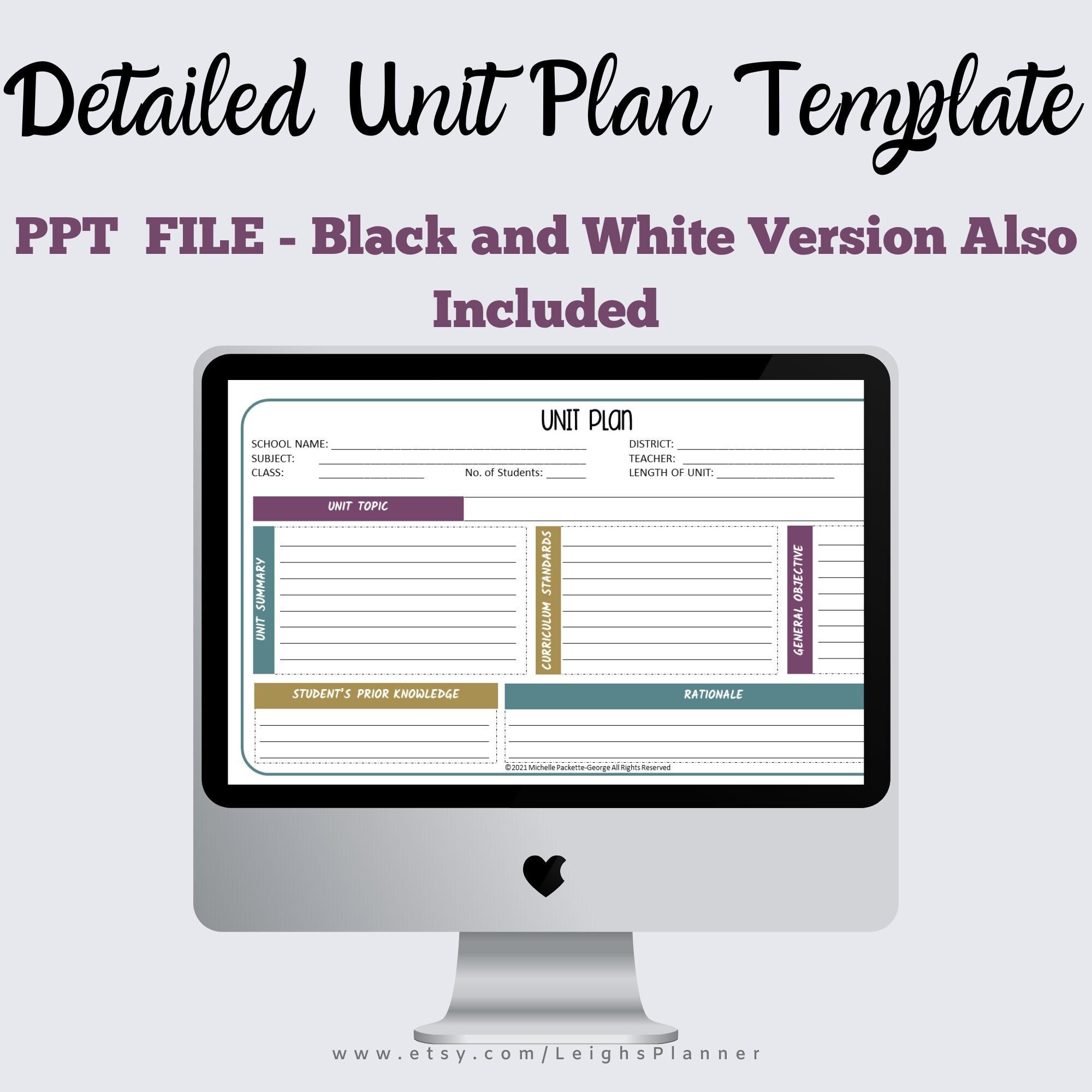 Detailed Unit Plan Template - Etsy