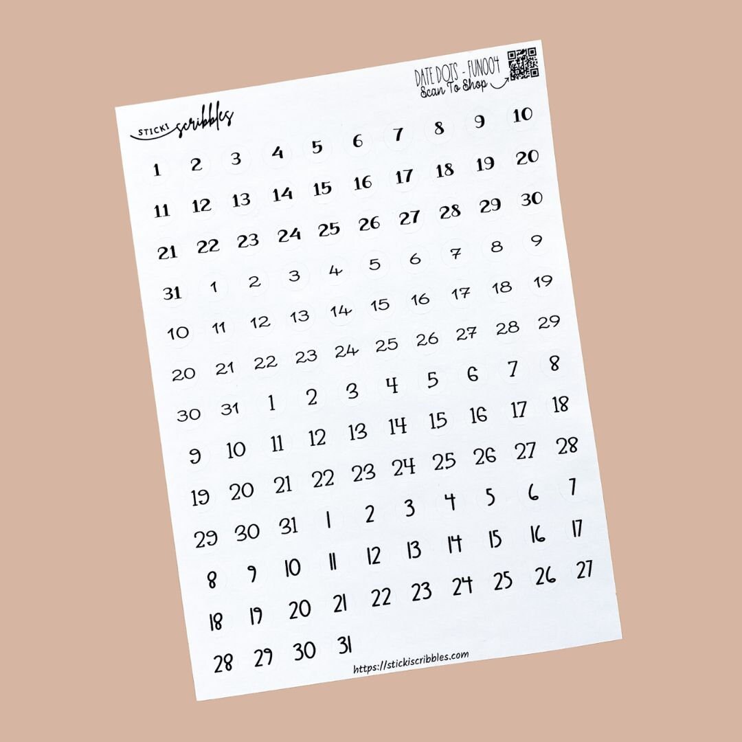 Calendar Stickers, Days of the Week, Months, Date Dots, Functional ...