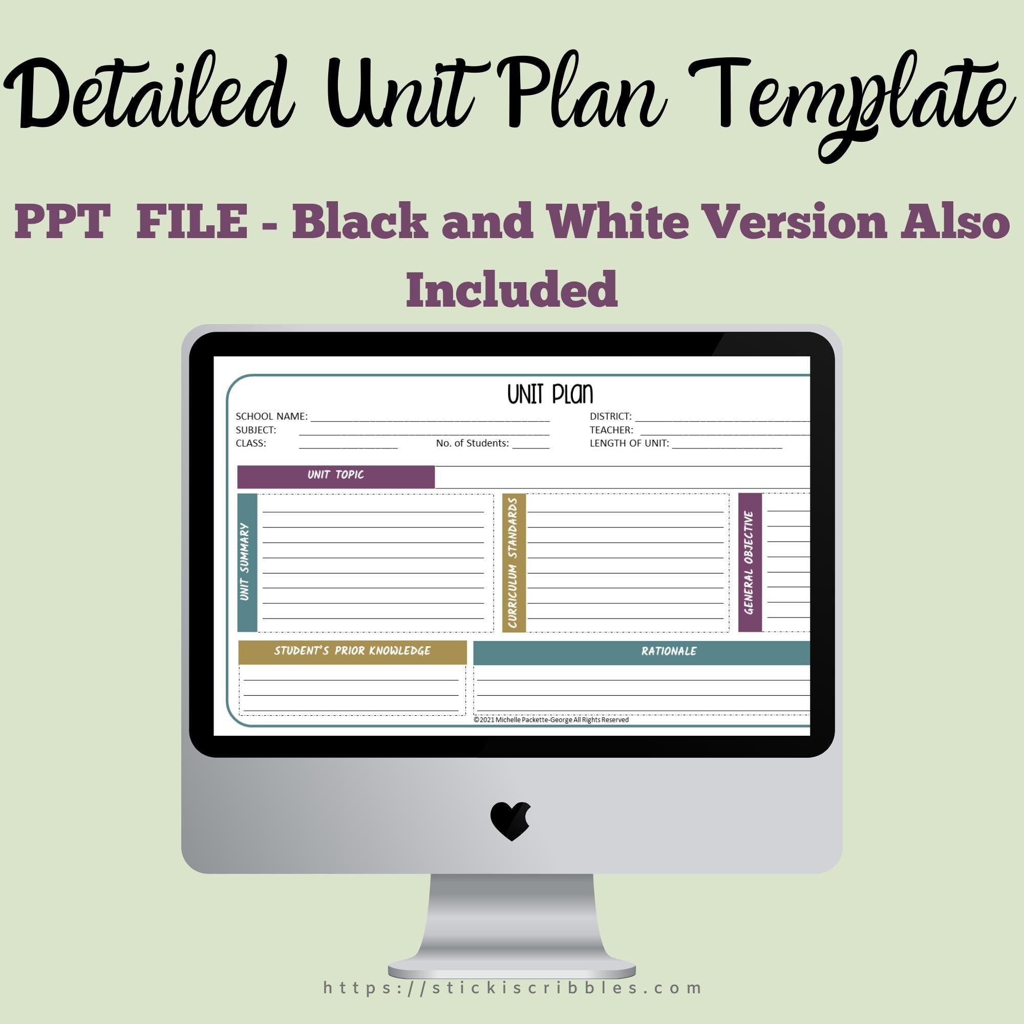 Detailed Unit Plan Template - Etsy