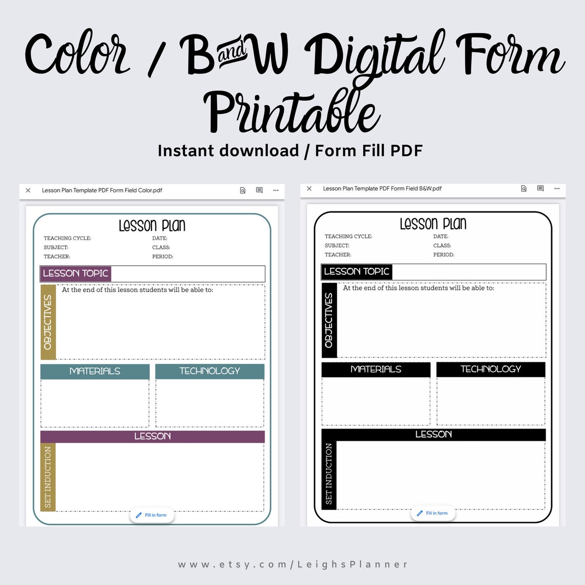 Lesson Plan Template for Teachers Editable / INSTANT Digital - Etsy