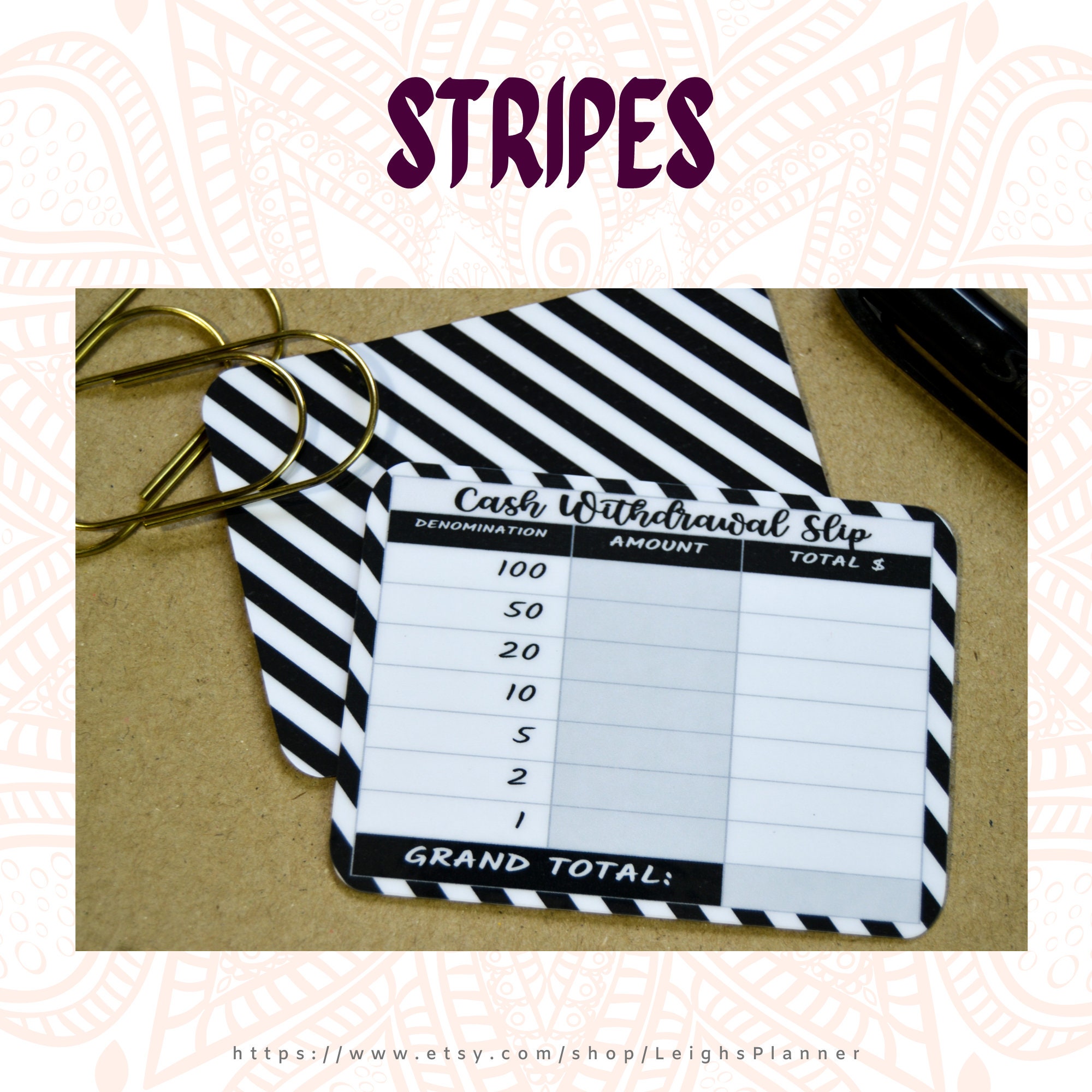 Black and White Cash Withdrawal Card, Bank Teller Slip, Cash Breakdown ...