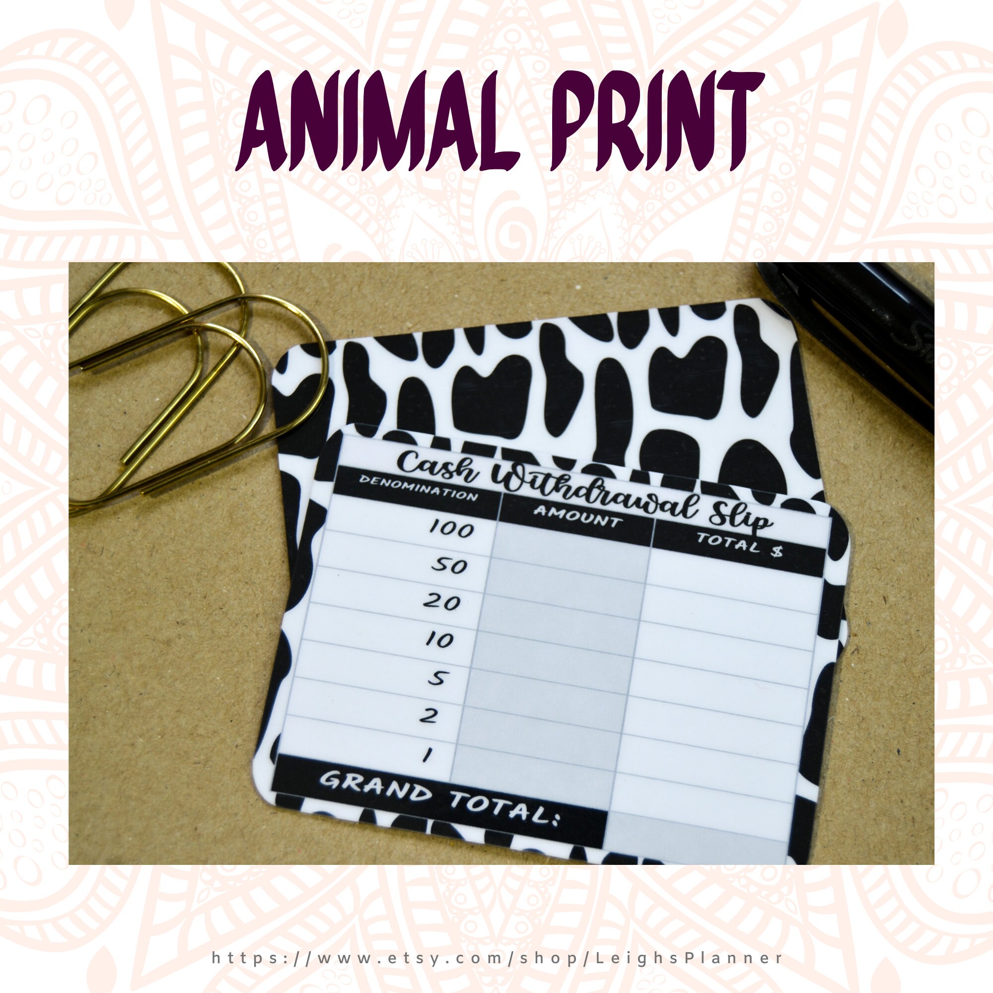 Black and White Cash Withdrawal Card, Bank Teller Slip, Cash Breakdown ...