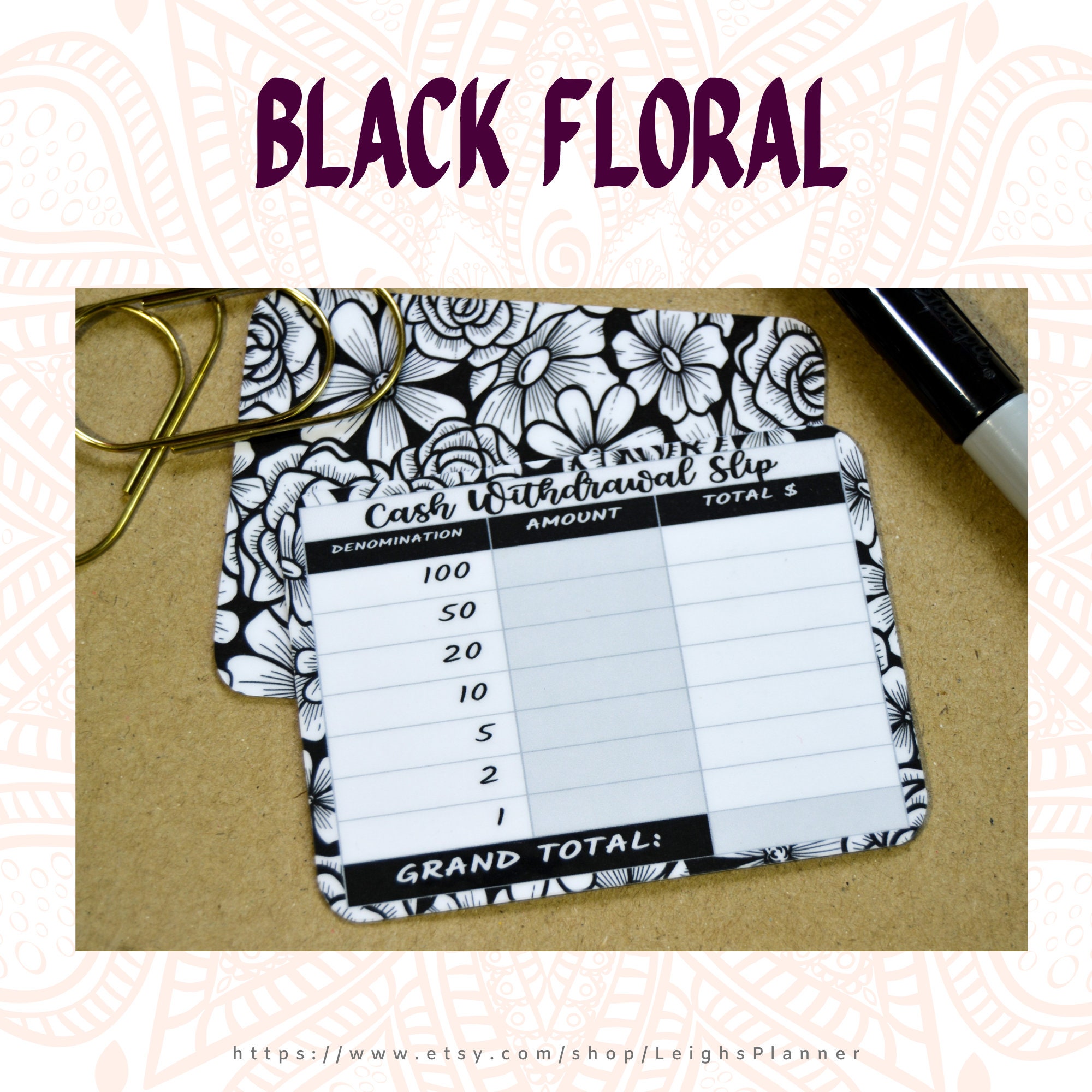 Black and White Cash Withdrawal Card, Bank Teller Slip, Cash Breakdown ...