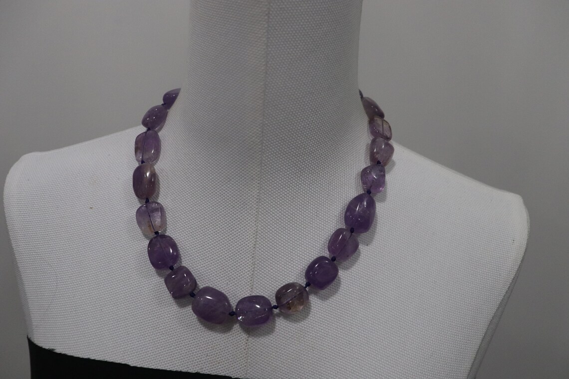 Handmade Amethyst Necklace.handcrafted Amethyst Bead Strand,gem ...