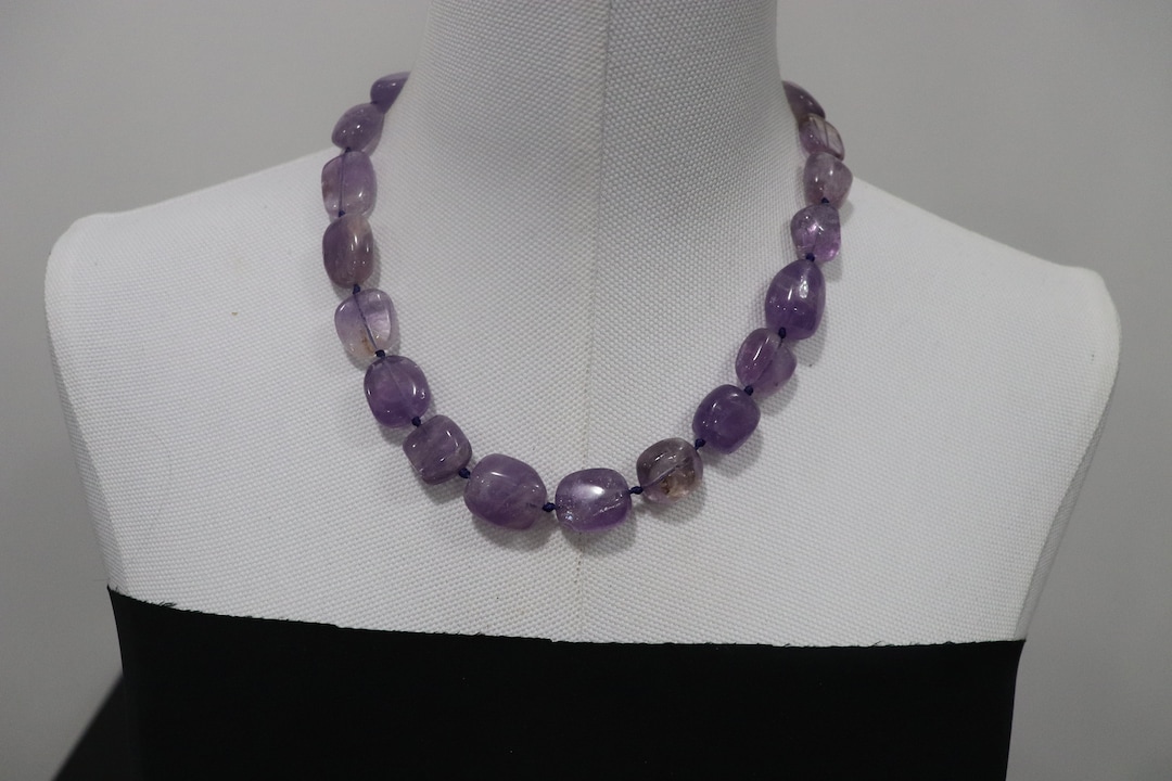 Handmade Amethyst Necklace.handcrafted Amethyst Bead Strand,gem ...