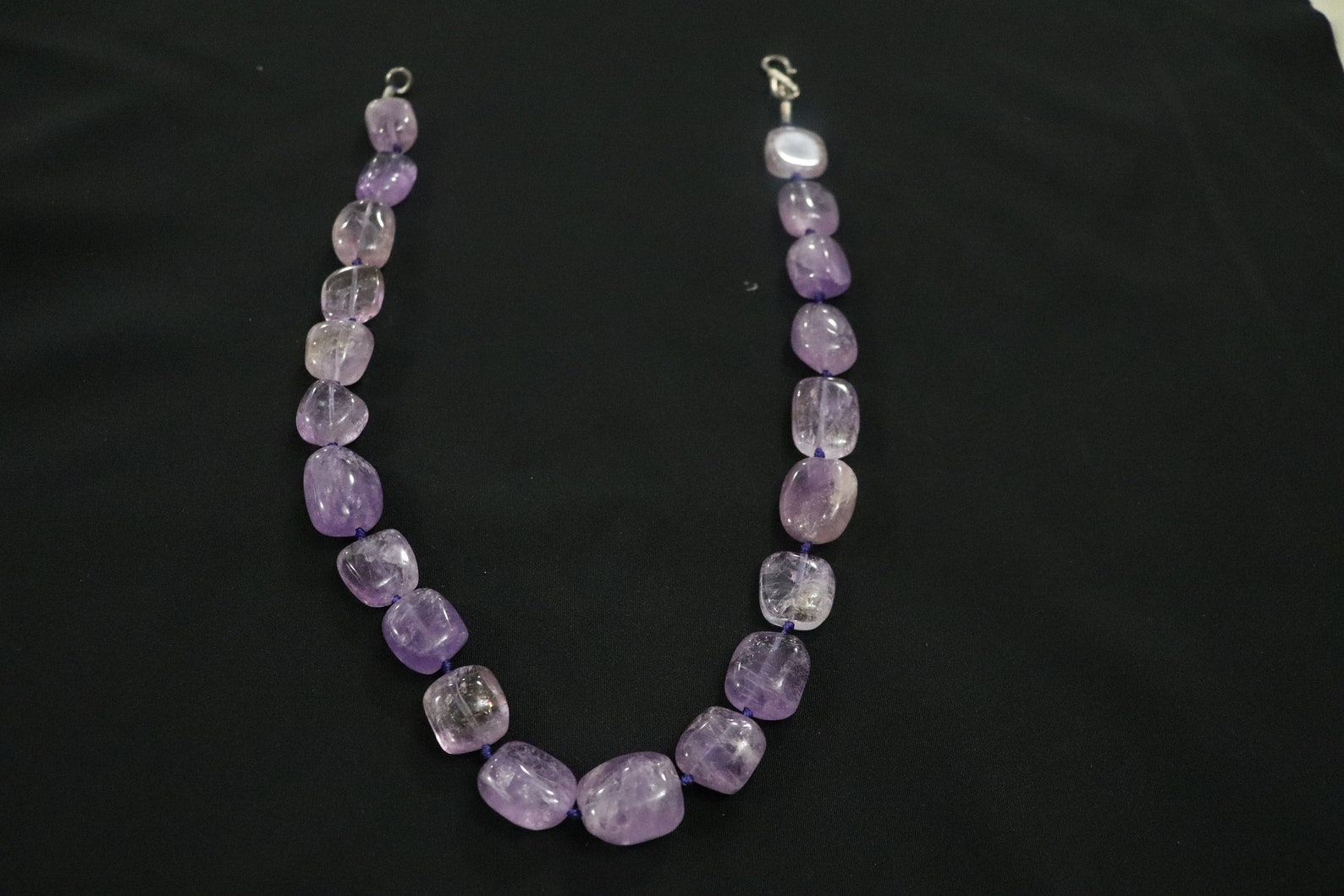 Handmade Amethyst Necklace.handcrafted Amethyst Bead Strand,gem ...