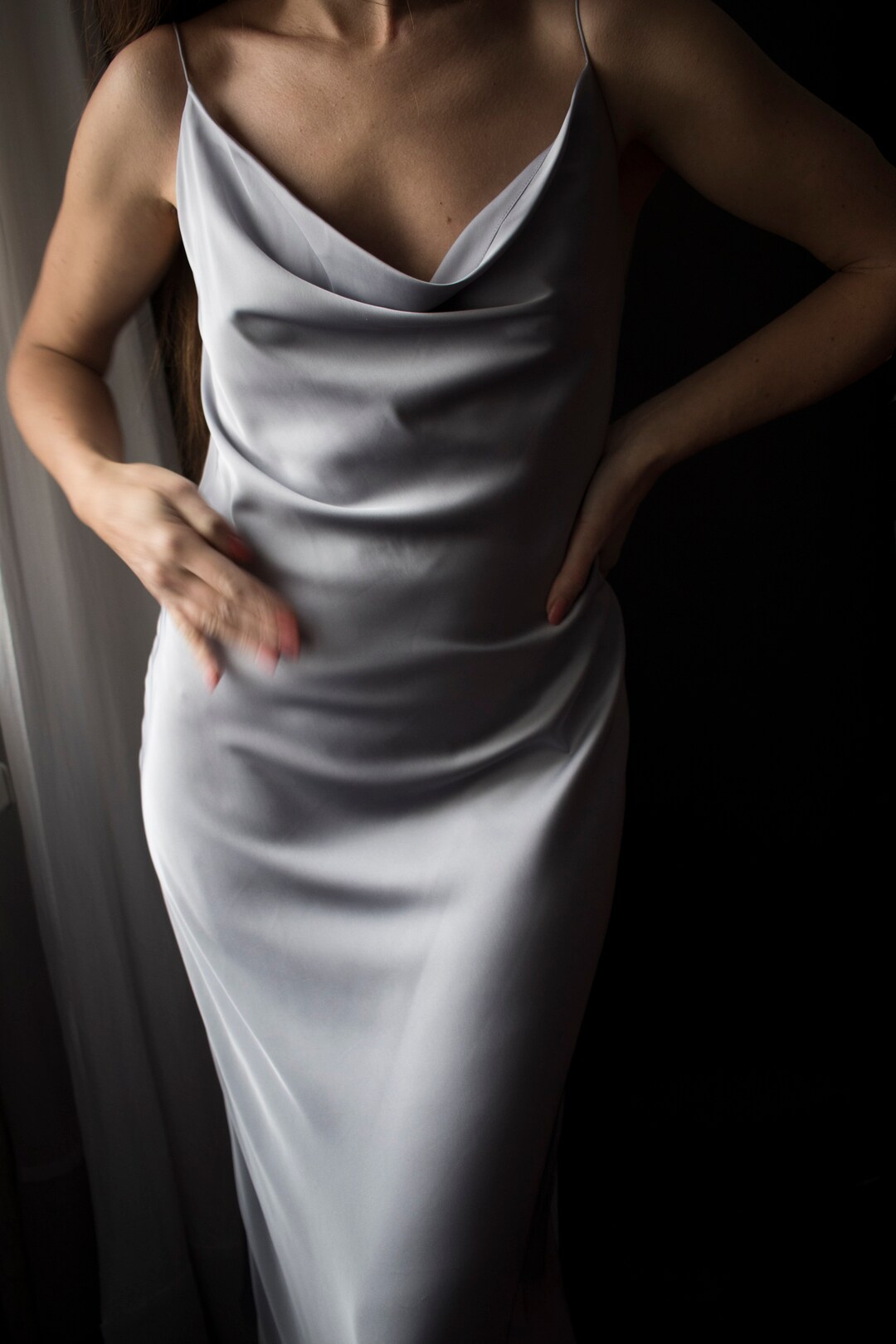 Bias Cut Silky Slip Dress Satin Backless Engagement Dress Etsy