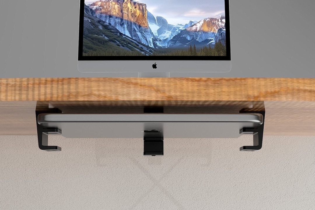 Double-decker Laptop Holder Under the Desk | Desk Storage Holder Under ...