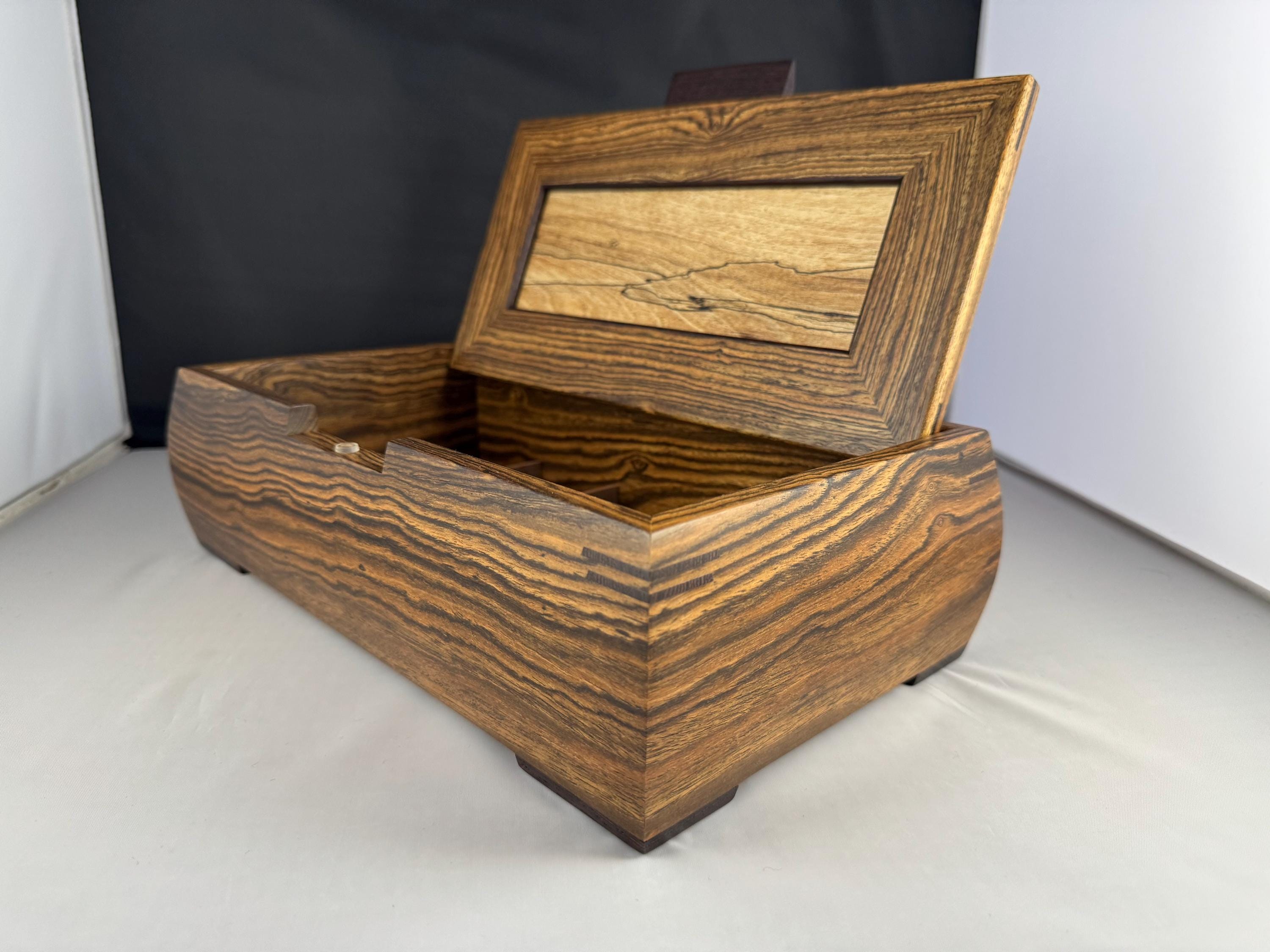 Handmade Valet Box, Figured Bocote and Spalted Maple With Wenge Accents ...