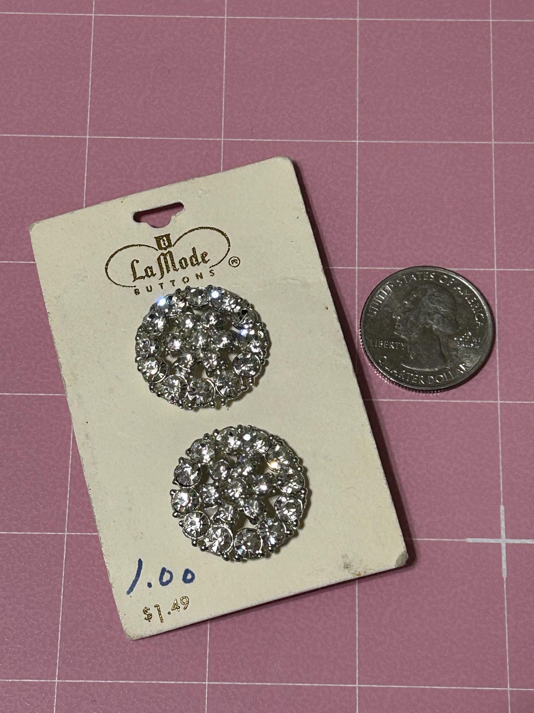Vintage Size 36 or 7/8” La Mode Rhinestone Buttons 2/card - Etsy