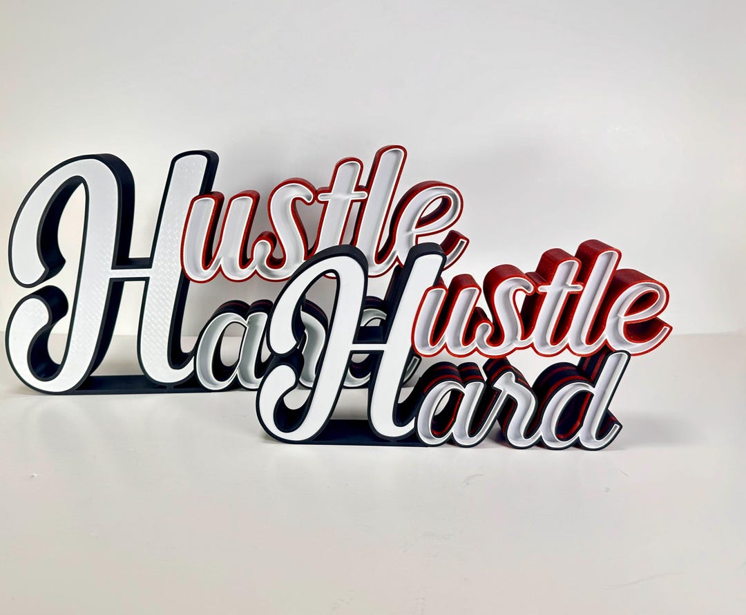 Custom LED Hustle Hard Sign: 3D Printed Motivational Decor - Etsy