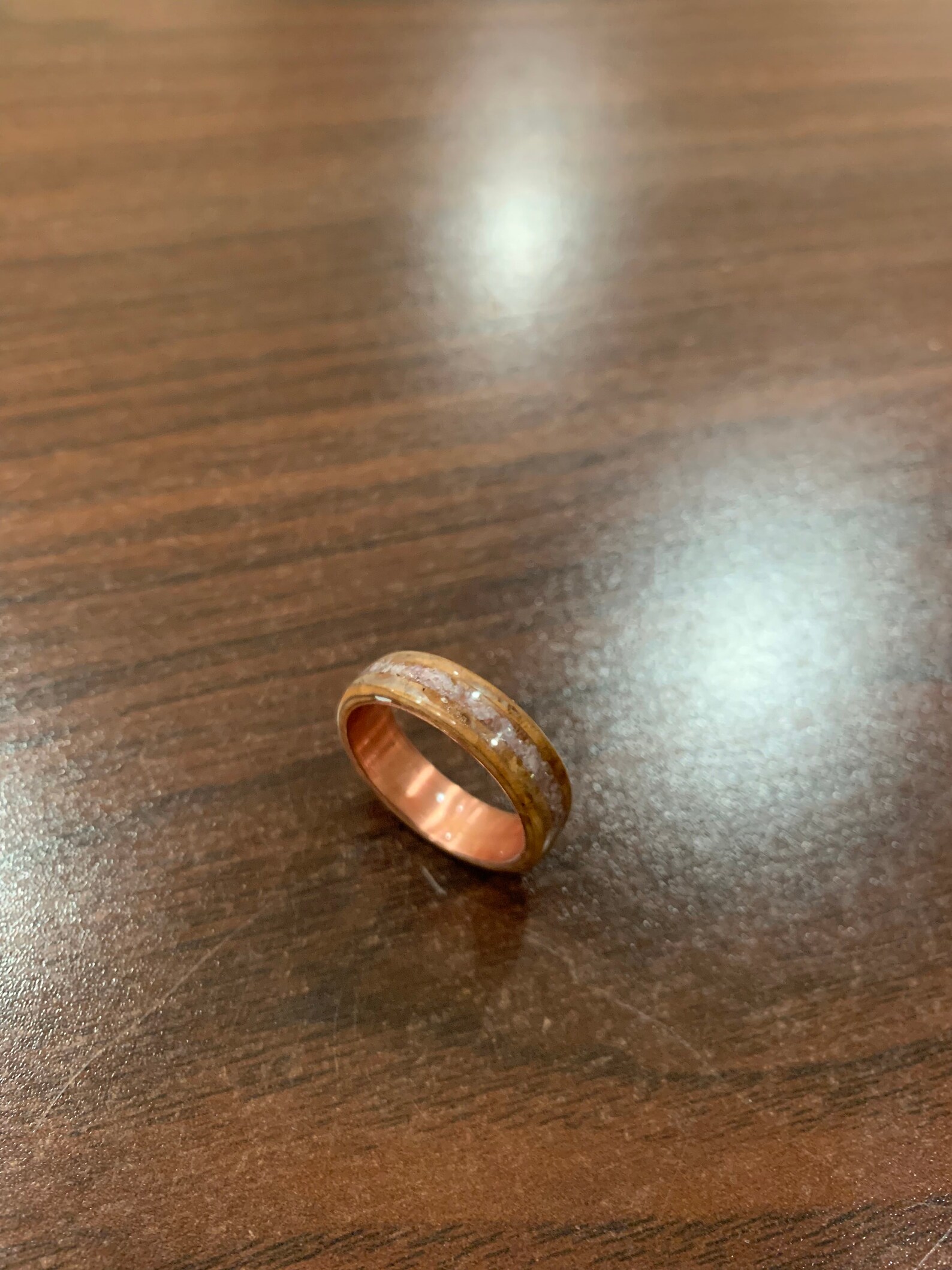Maple Burl Bentwood Ring: Copper Core, Lilac Lepidolite Inlay - Etsy