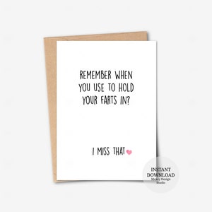 Printable Card, Funny Fart Card, Hold Your Farts In, Funny Anniversary ...