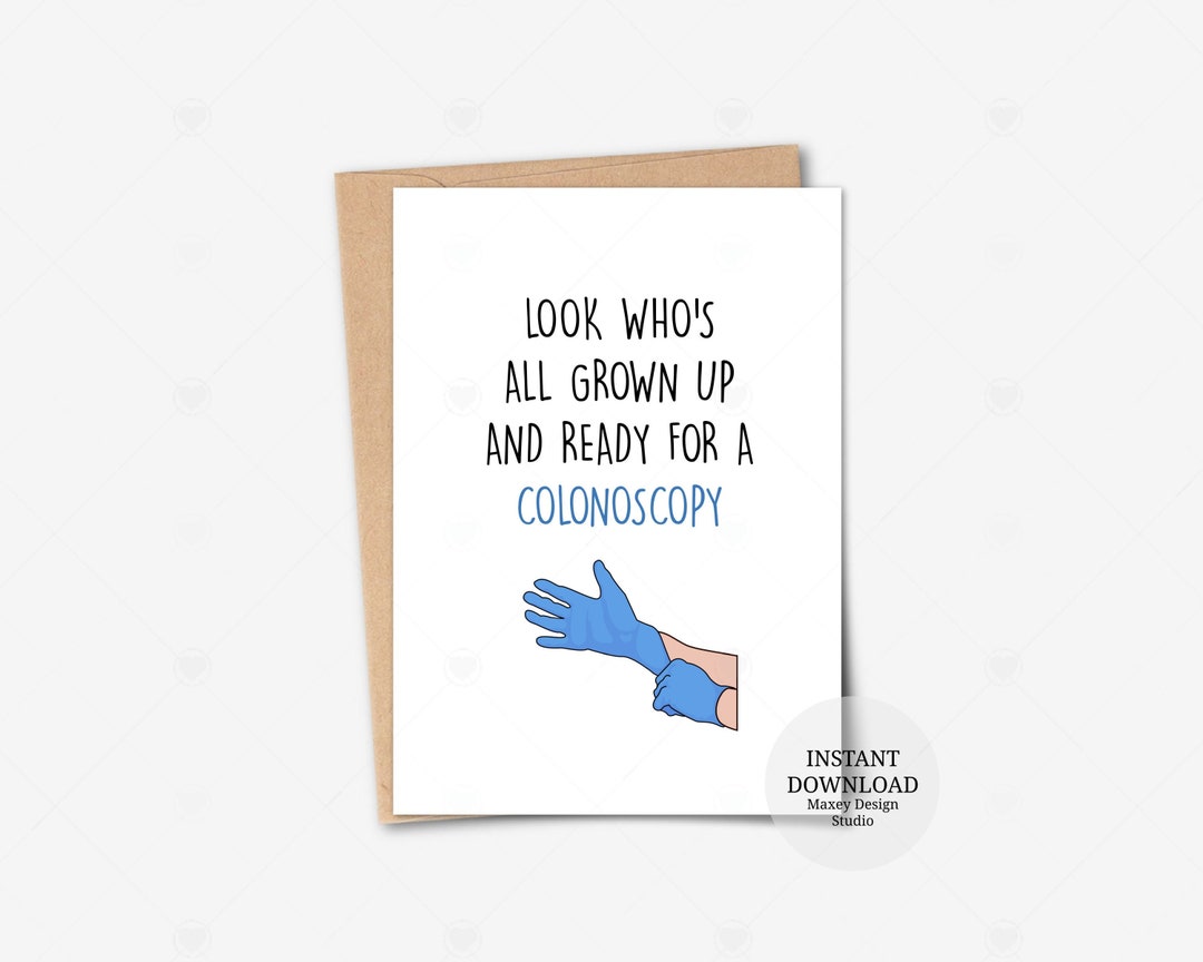 Printable Birthday Card, Colonoscopy Birthday Card, Birthday Card for ...