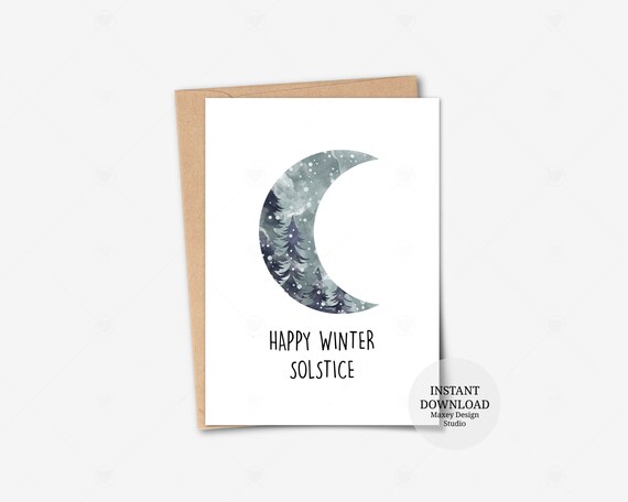 Printable Card Happy Winter Solstice Card Holiday Greeting | Etsy