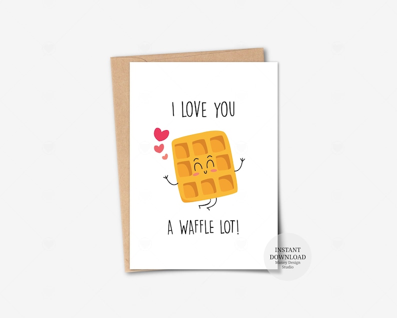 Printable Card I Love You a Waffle Lot Valentine's Day | Etsy