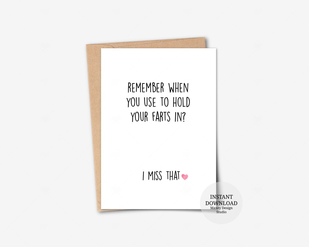 Printable Card, Funny Fart Card, Hold Your Farts In, Funny Anniversary ...