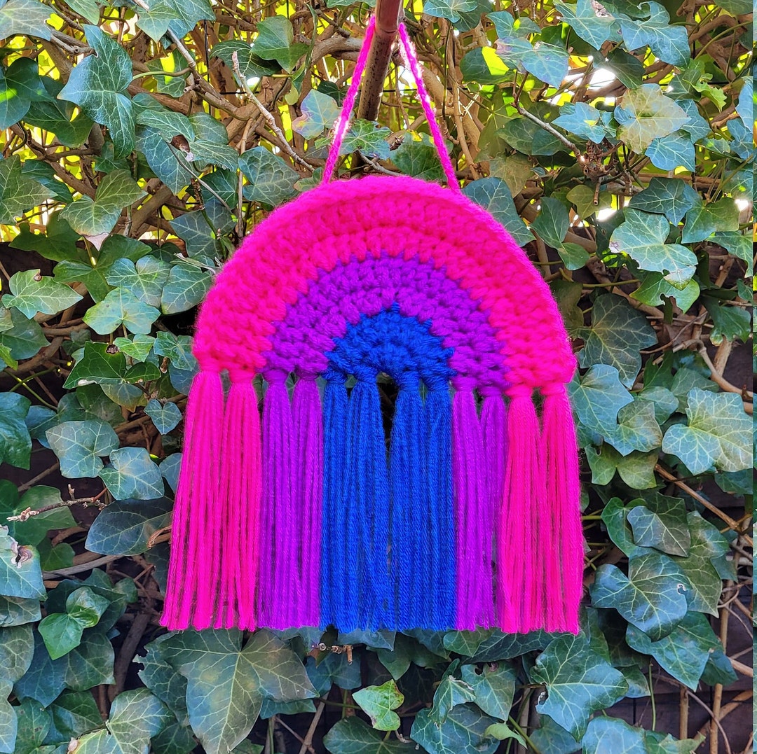 Crochet Rainbow Bisexual Flag . Bisexual Rainbow Wall Hanger . Pride ...
