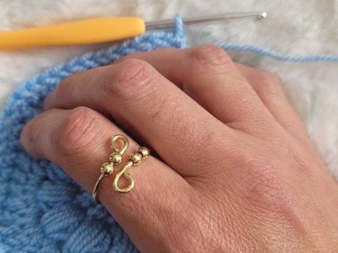 Gold-colored Fidget Crochet or Knitting Ring, a Yarn Tension Aid for ...