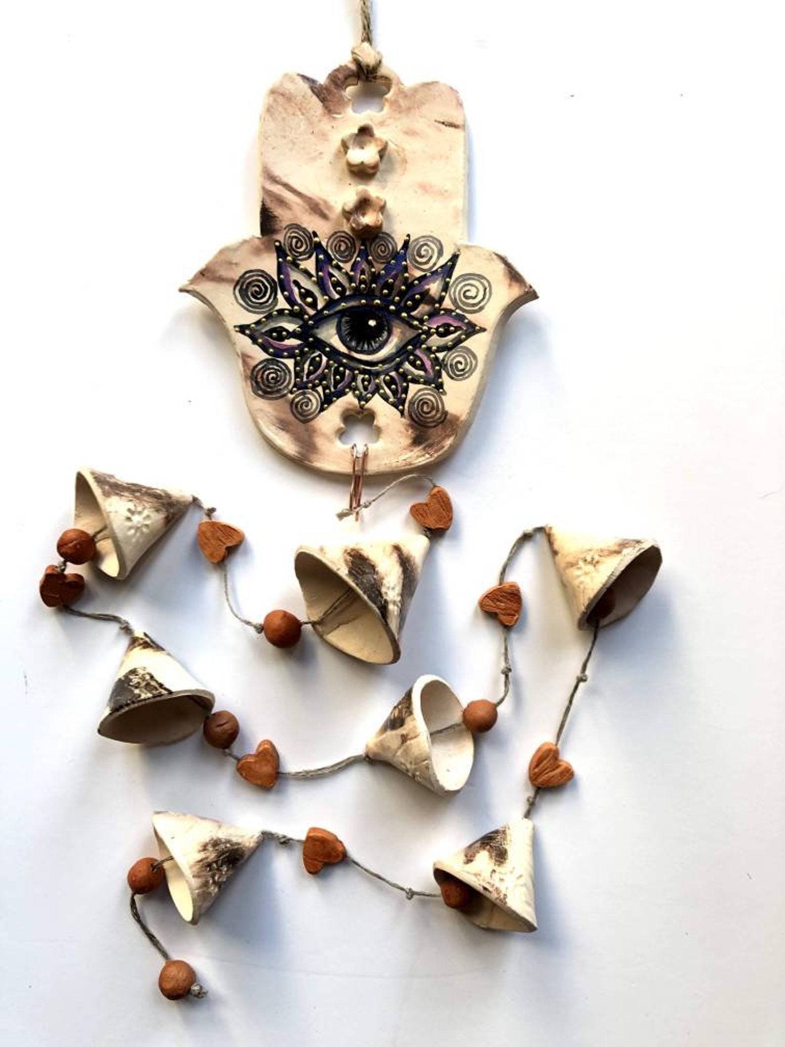 Hamsa Hand, Hamsa Wall Decor, Clay Hamsa, Hamsa Wall Hanging, Ceramic ...