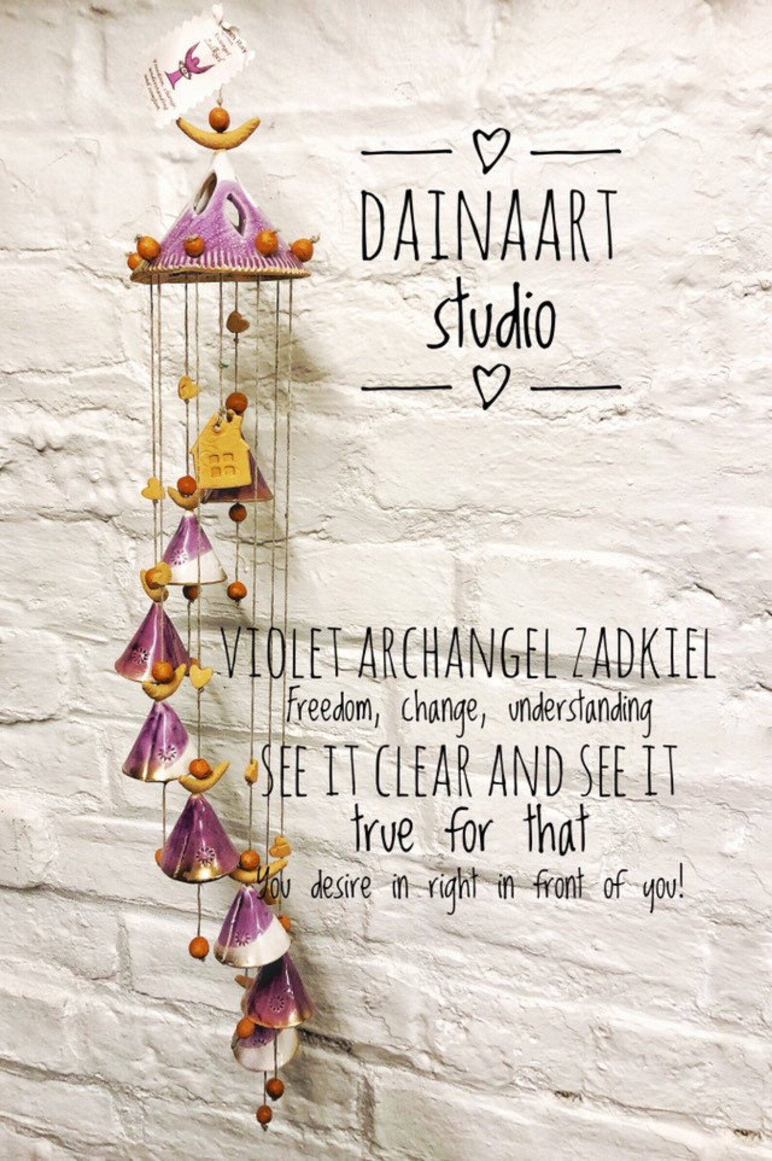 Memorial Wind Chime Personalized Bereavement Gift Ceramic Violet Angel ...