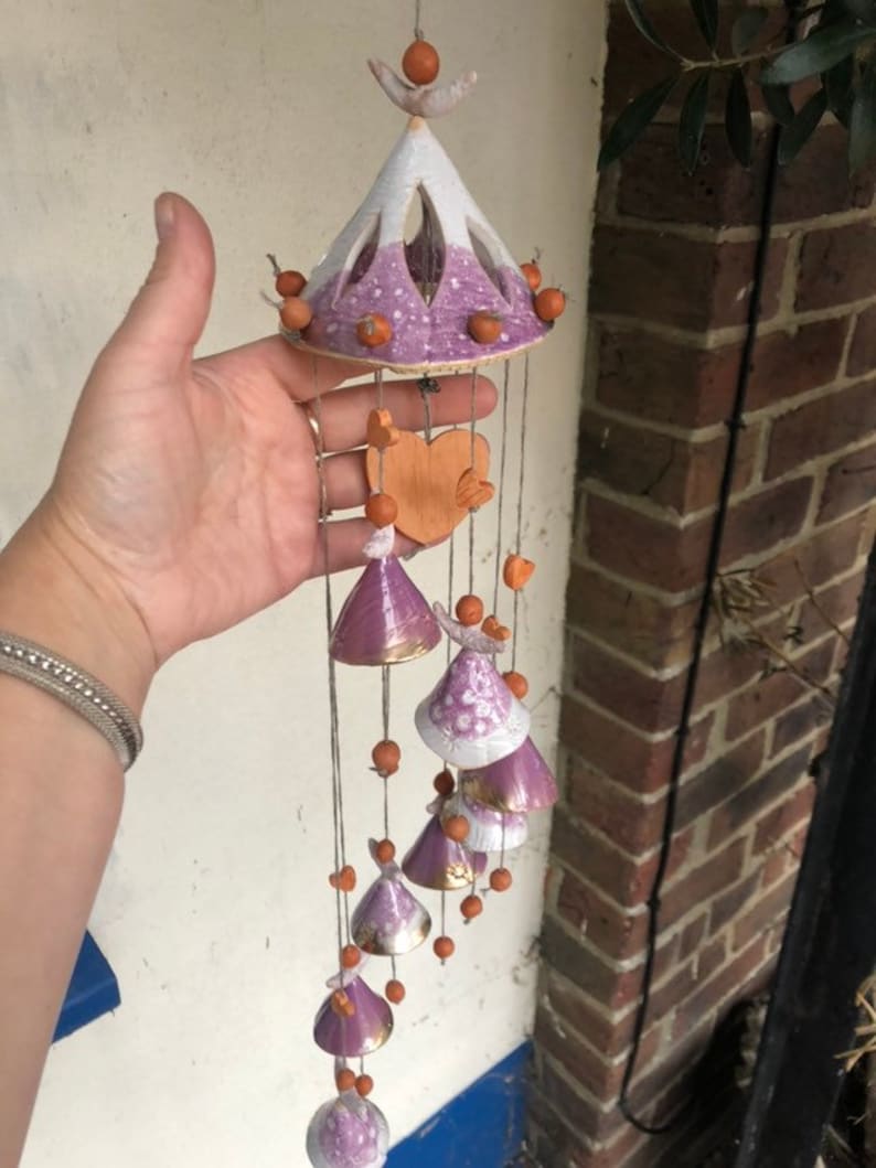 Violet Angel Zadkiel, Ceramic Garden Bell, Wind Chime, New Home Gift ...