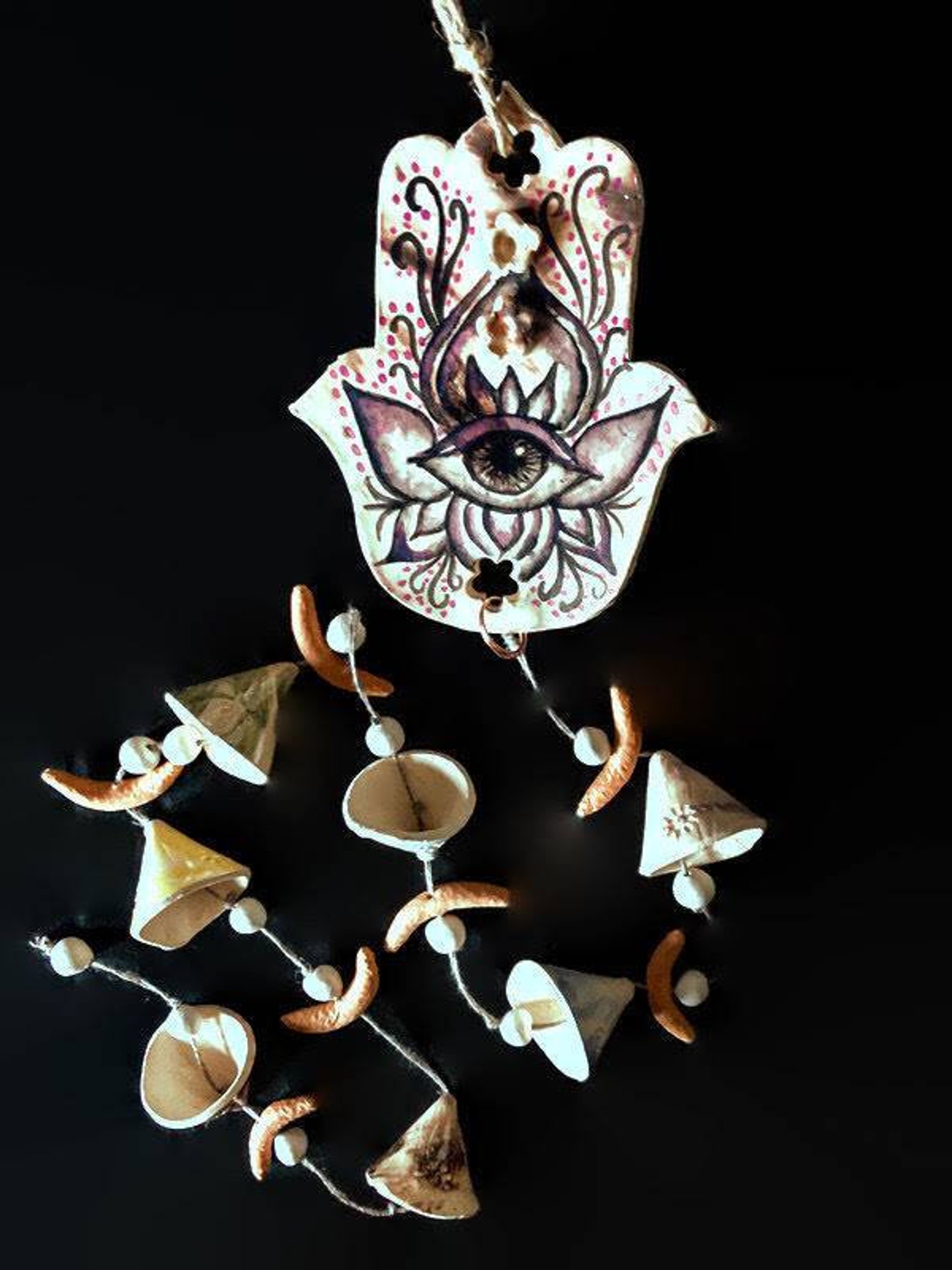 Hamsa Hand, Hamsa Wall Decor, Clay Hamsa, Hamsa Wall Hanging, Ceramic ...