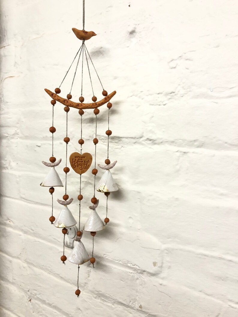 Guardian Angel Gabriel, Wind Chime Garden Bells, Boho Wall Hanging ...