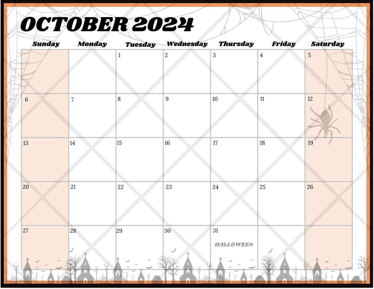 Seasonal Calendar - Spooky October 2024 - Etsy