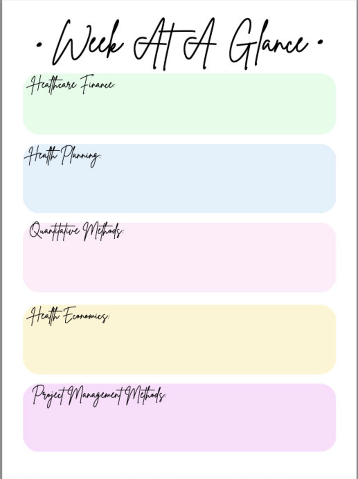 Week at A Glance Printable customizable - Etsy