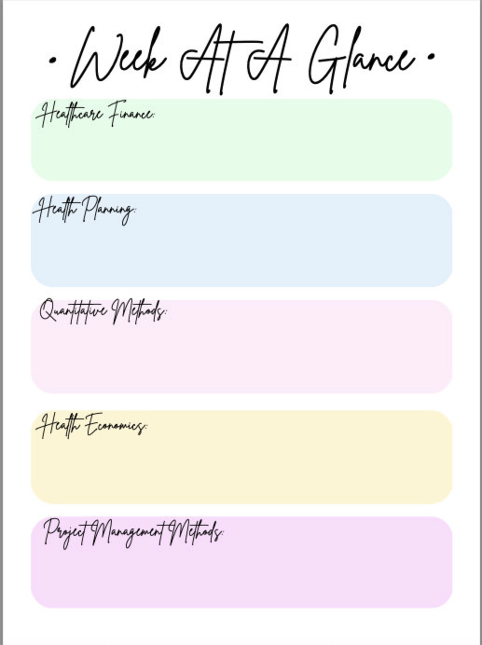 Week at A Glance Printable customizable - Etsy