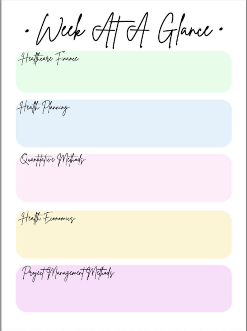 Week at A Glance Printable customizable - Etsy