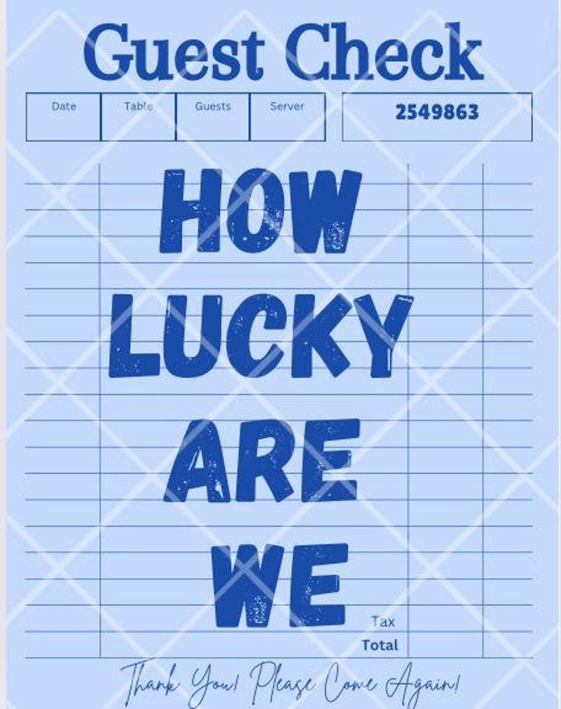 How Lucky Are We Guest Check Poster Wall Decor Digital File - Etsy