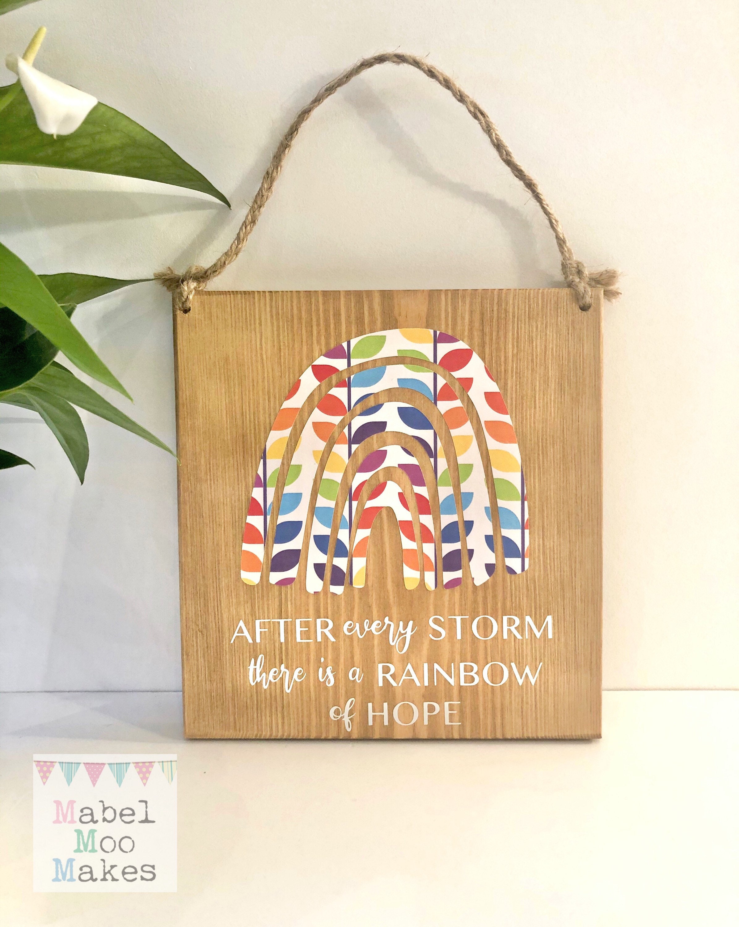 Large Rainbow Decorative Plaque - Etsy UK