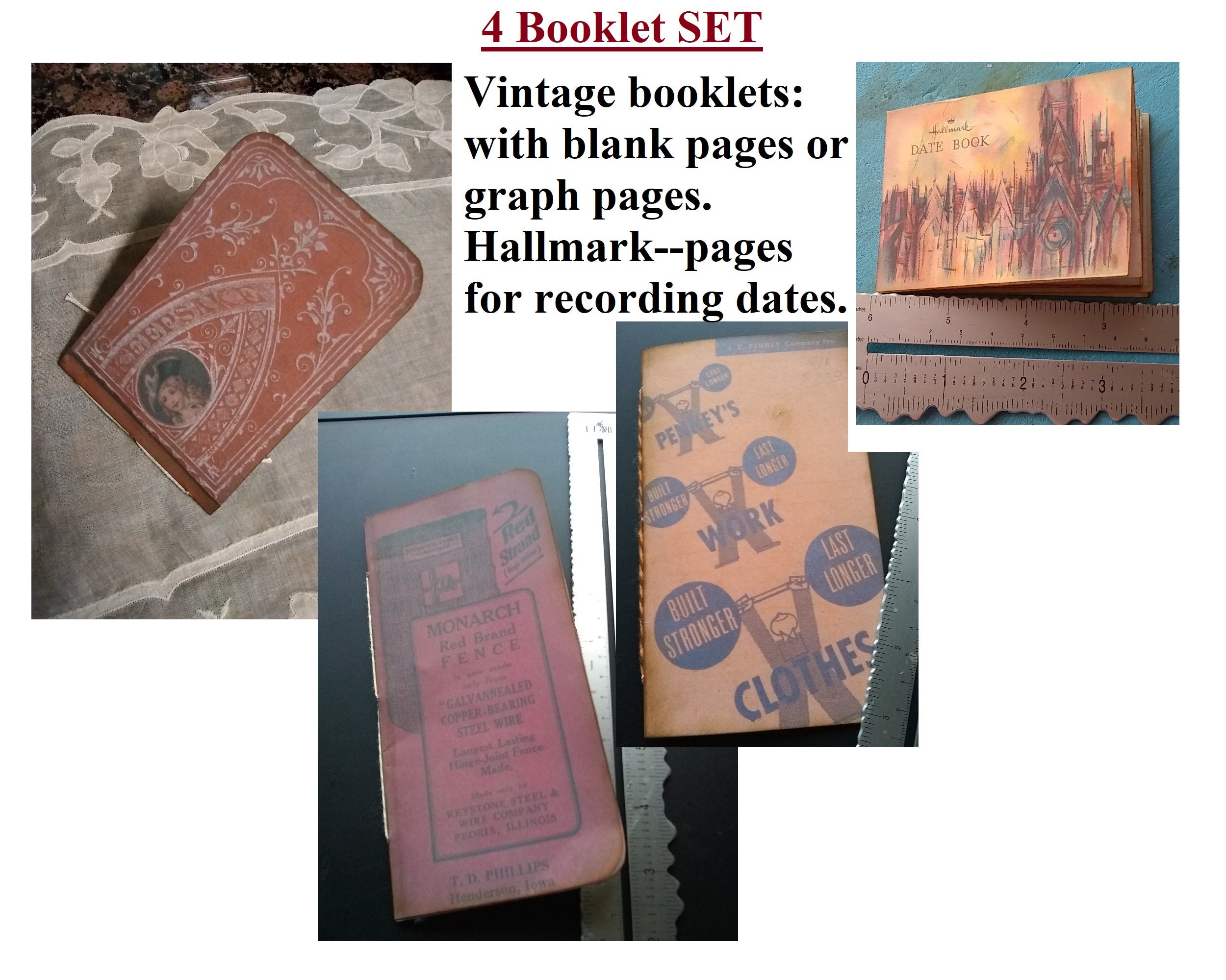 Vintage Set (4) Advertising or Autograph Books (junk Journal Ephemera ...