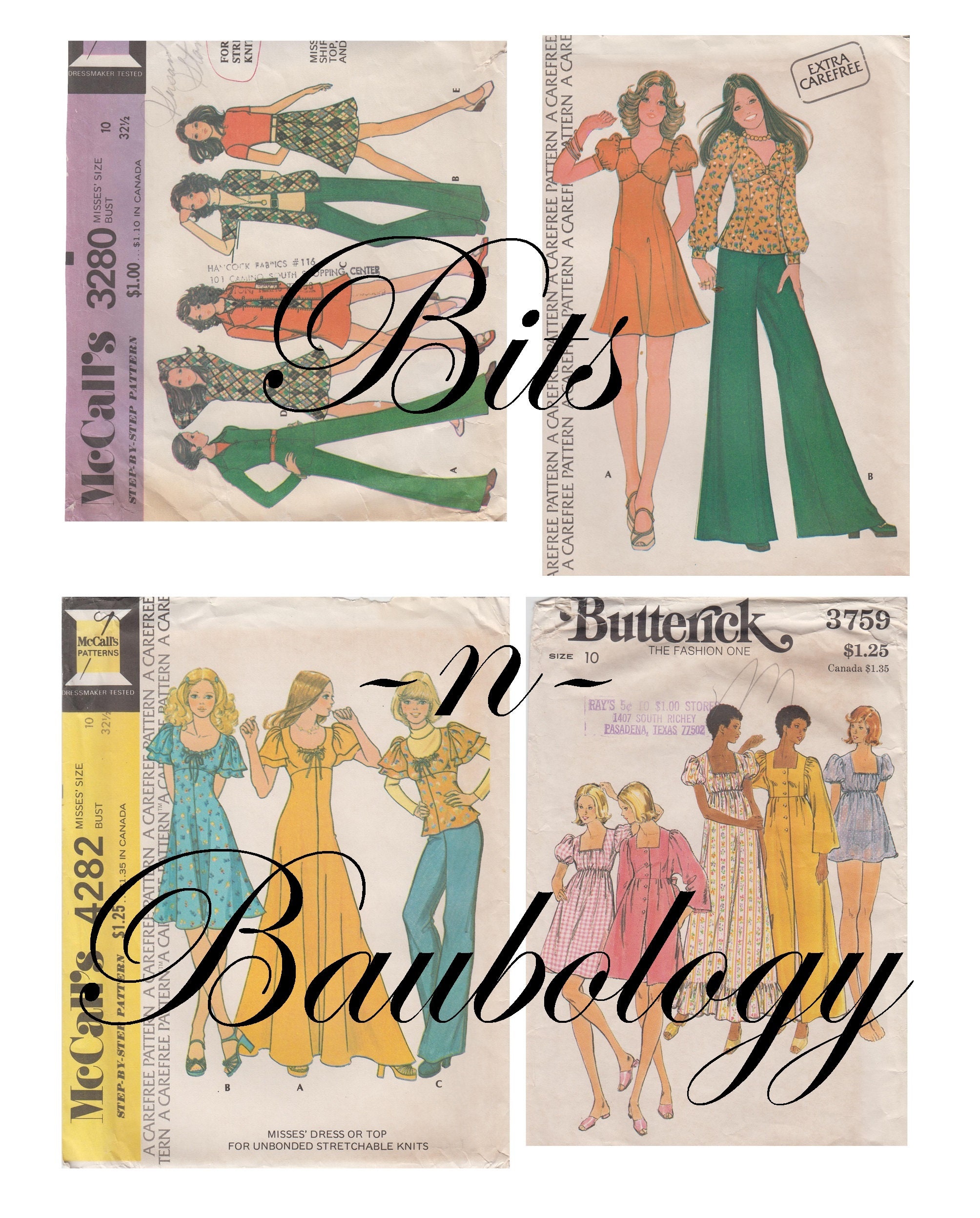 8 Pages Printable Sewing Pattern Bits & Bobs for Collage - Etsy