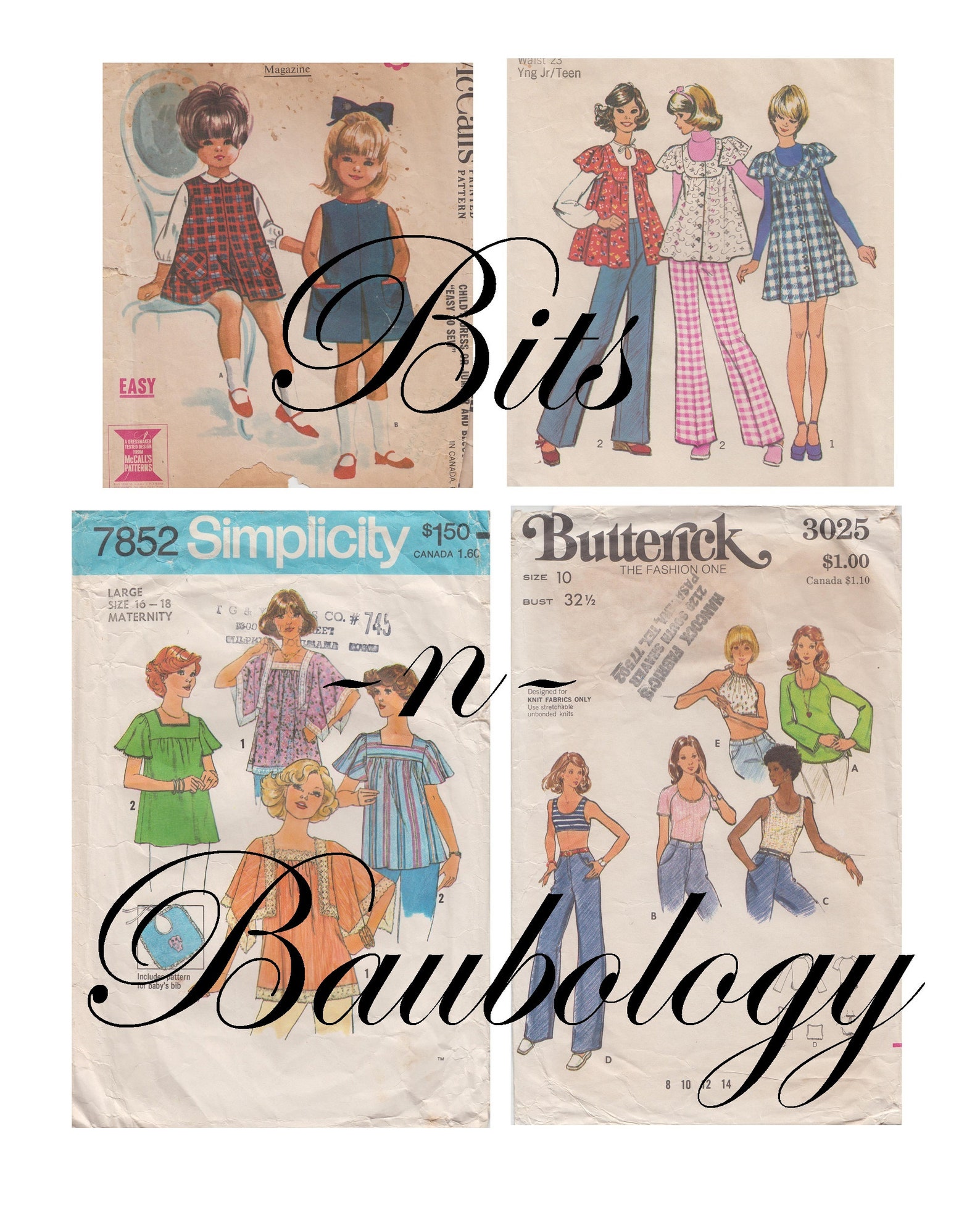 8 Pages Printable Sewing Pattern Bits & Bobs for Collage - Etsy
