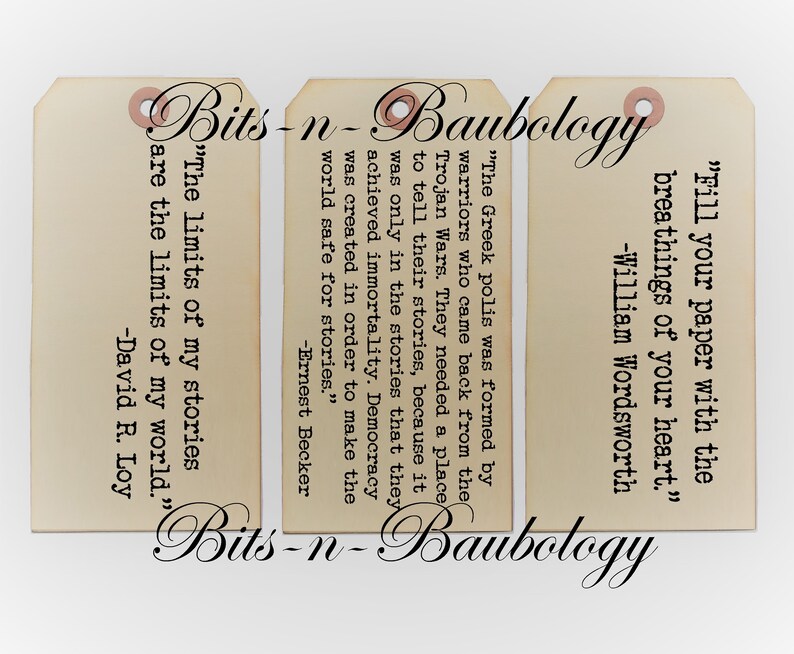 9 Writing Quote Tags for Junk Journals - Etsy