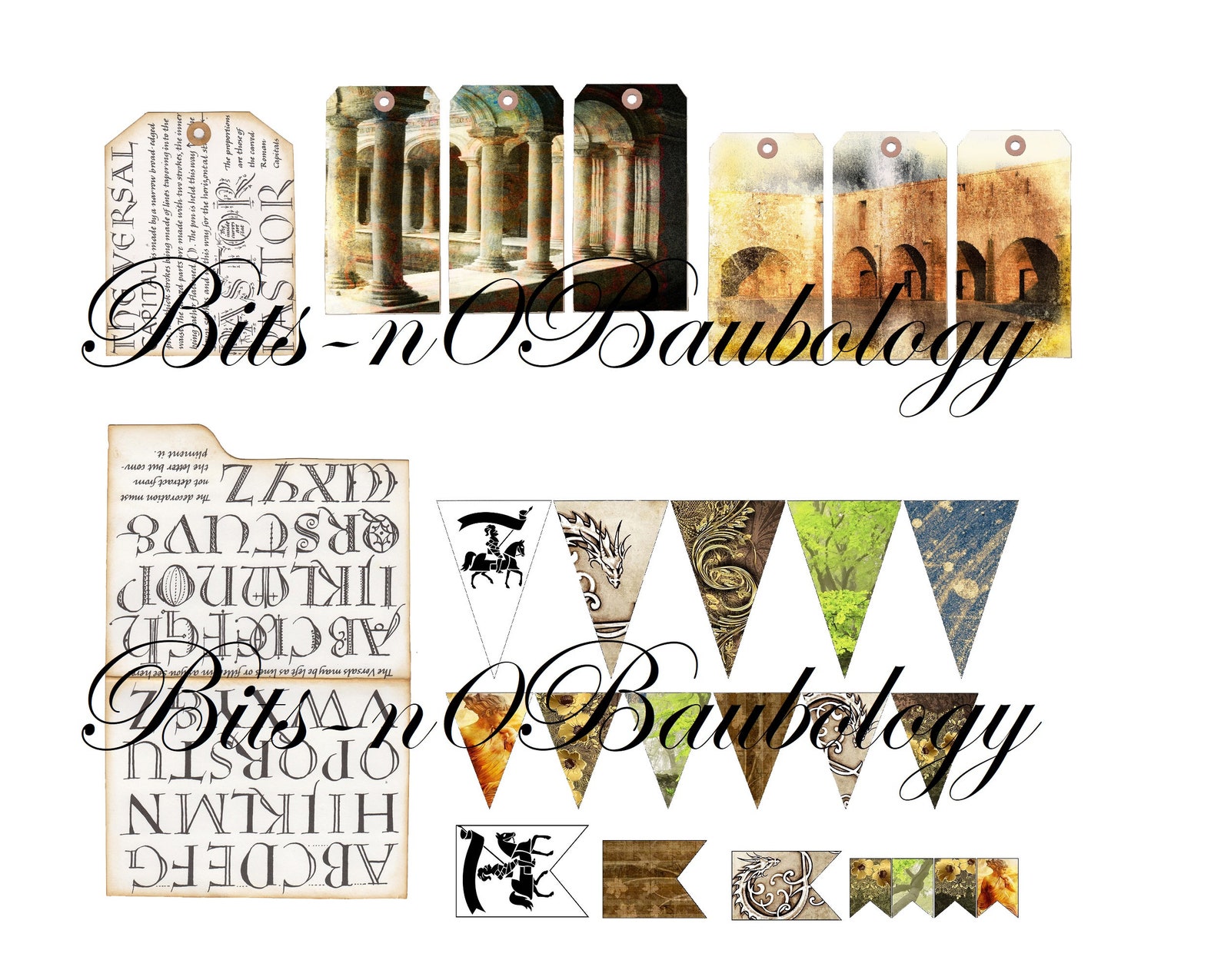 Medieval Tags, Tucks, Medallions, and Journaling Card Junk Journal Kit ...